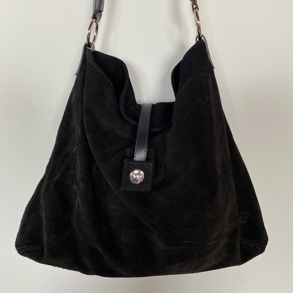 spinneybeck | Bags | Spinneybeck Black Suede Leather Hobo Bag New ...